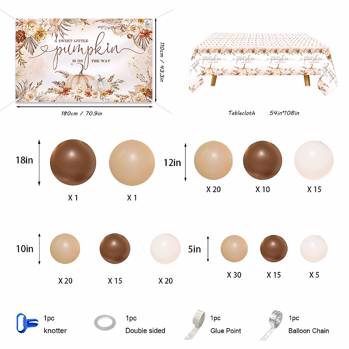 MEHOFOND Boho Little Pumpkin Baby Shower Party Decorations Set with Pumpkin Tablecloth 158PCS Bohemia Gender Neutral Balloons Garland Arch Kit a Little Pumpkin Is on the Way Blush Pink Floral Banner