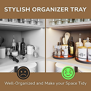 Lazy Susan Organizer - 10'' Wooden Lazy Susan for Table Top - Lazy Susan Turntable for Cabinet - Kitchen Countertop Organizer - Condiment Organizer - Small Lazy Susan for Dining Table