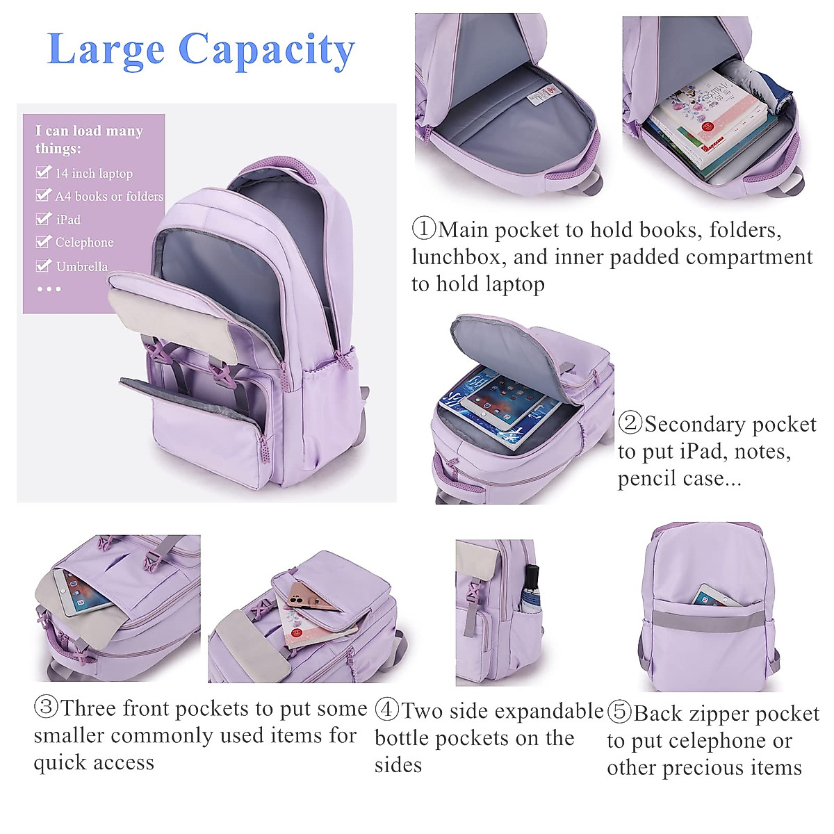 Dog-Paw Print School-Bag Backpack for Girls Middle School Elementary Bookbag Casual Daypack