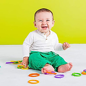 Bright Starts Lots of Links Rings - for Stroller or Carrier Seat - BPA-Free 24 Pcs, Ages 0 Months Plus