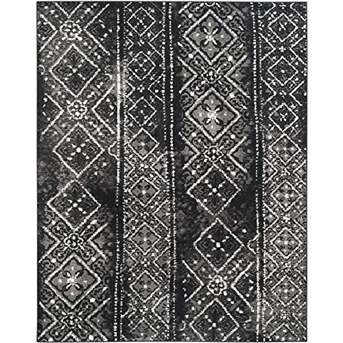 SAFAVIEH Adirondack Collection 8' x 10' Black / Silver ADR111C Moroccan Boho Distressed Non-Shedding Living Room Bedroom Dining Home Office Area Rug