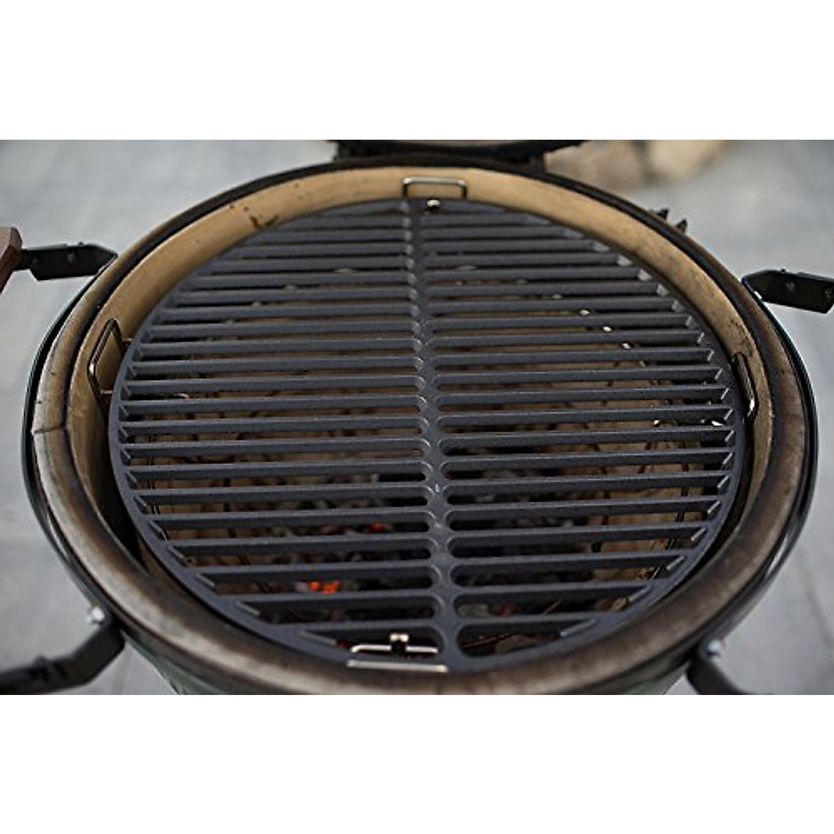 Dracarys 15" Cast Iron Grate Grids Sear Grate Fire Pit, Round Cooking Grate Big Green Egg Accessories Fit for Medium Big Green Egg Grill Dome Char-Griller or Same Size Charcoal Grill(Medium - 15")