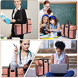 DEMOMENT Water Resistance Canvas Tote Shopping Bag,Utility Teacher Nurse Organizer Handbag Bag (Pink Leopard)