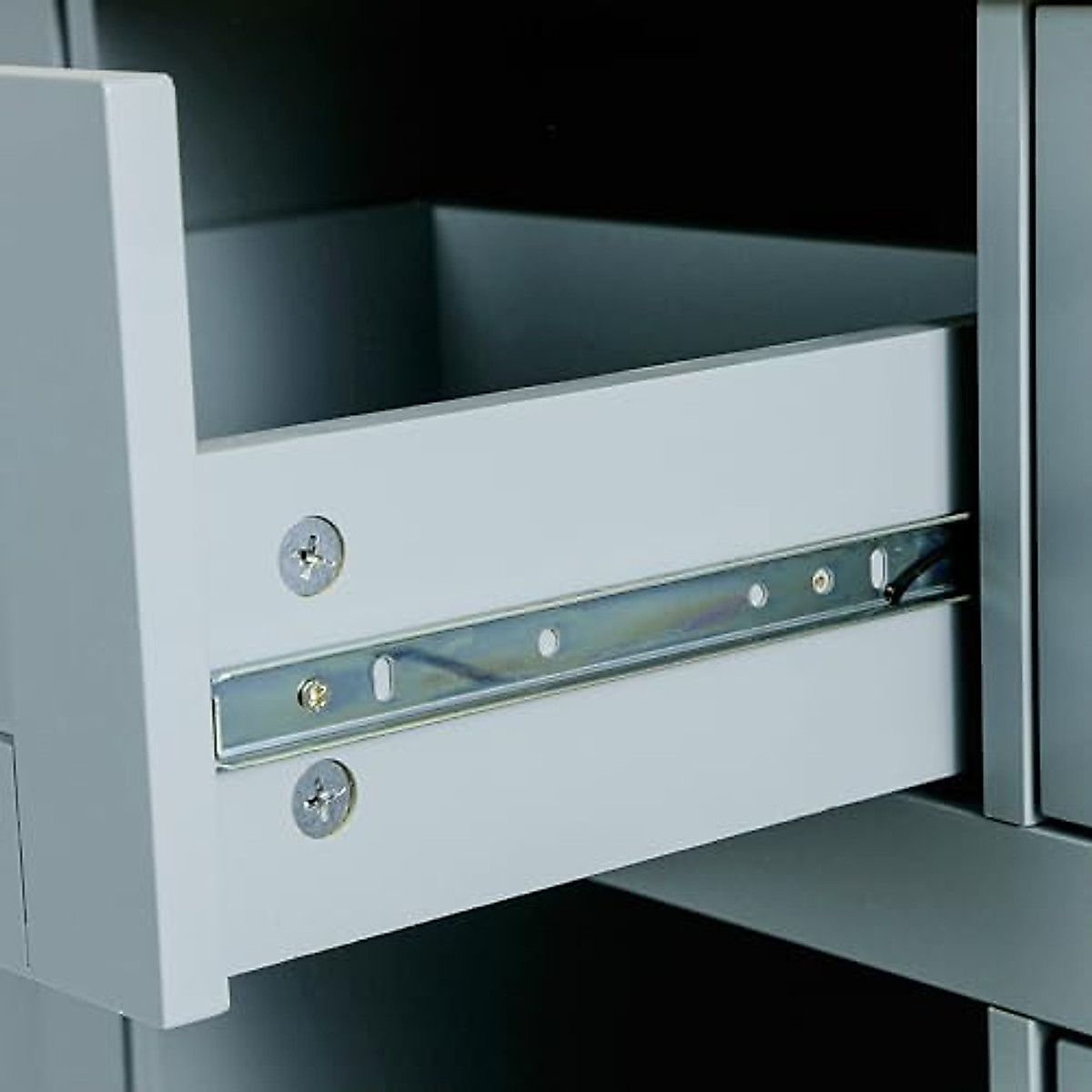 GLANZEND Kitchen Island with Drop-Leaf Countertop, Internal Storage Cabinet Racks, Rolling Kitchen Cart on 5 Wheels with Open Shelves and 3 Drawers, Spice Holder, for Dining Room, Grey Blue, 53.1"