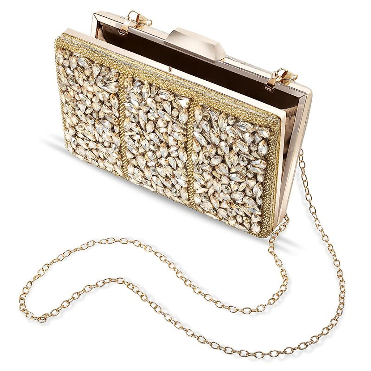 Aheli Indian Clutch Purses for Women Wedding Handmade Evening Handbags Party Bridal Clutch, Gold