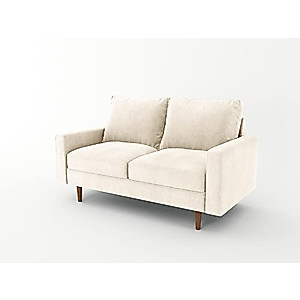 SILKIR 2-Person Loveseat Sofa Couch for Living Room | Perfect for: Apartment/Studio/Office & Small Space | Velvet Fabric | Fast and Easy Assembly | Warranty (Beige) Modern Contemporary Mid-Century