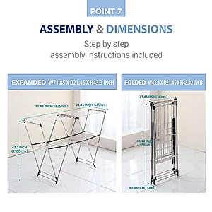 Letusto W-Rack Laundry Clothes Drying Rack - Indoor & Outdoor Folding Clothing Rack Foldable - Stainless Steel Laundry Garment Dryer Stand (Dry-Rack)