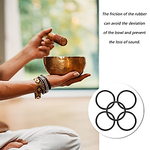 5pcs Crystal Singing Silicone Rubber O- ring Black O Ring Cushion Crystal Singing Bowls base support for Singing Bowls Standing