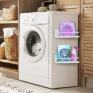 NHZ Magnetic Spice Rack, Magnetic Spice Rack Refrigerator, Magnetic Shelf, Metal Fridge Shelves with Extra Strong Magnets, Magnetic Shelf for Refrigerator, Perfect Space Saving (2 Pack, White)