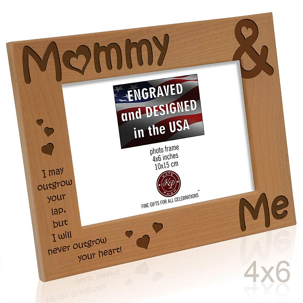KATE POSH - Mommy & Me Engraved Natural Wood Picture Frame - Mother's Day Gifts, I Love Mommy Photo Frame, Christmas Gifts, New Baby Gifts, Nursery Picture Frame, New Mom Gifts (4x6-Horizontal)