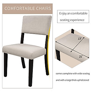 Merax 5-Piece Dining Set, Round Bottom Shelf, 4 Upholstered Chairs, Ideal for Kitchen, Dinning Room and Bar Table, Espresso, Beige