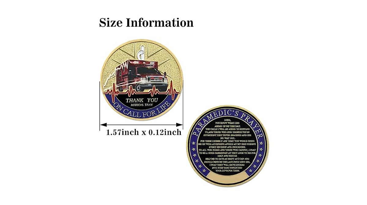 Medical Services EMT/EMS Challenge Coin Paramedic's Prayer Thank You ...