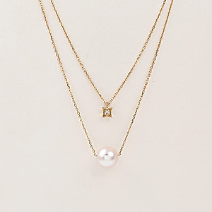 Japanese 7.0mm Akoya Cultured Pearl Pendant Necklace for Women with 18K Yellow Gold | Classy Design Excellent Gift | Pearl Necklace