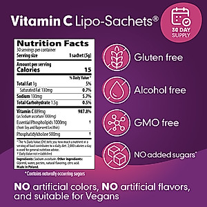 AFT Pharmaceuticals Lipo-Sachets Liposomal Vitamin C - 1,000mg Per Serving for Immune and Collagen Support - High Absorption - GMO Free, No Added Sugar, Vegan - 30 Liposomal Liquid Vitamin C Packets