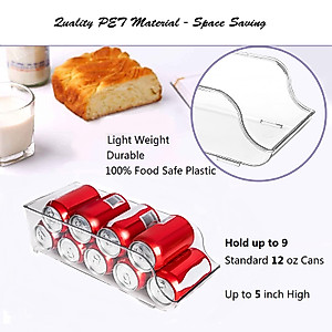 VIAV Set of 2 Refrigerator Organizer Bin Pop Soda Cans Dispenser Clear Plastic Can Drink Beverage Holder Storage for Kitchen, Countertops, Freezer Cabinets - Canned Food Pantry Storage Rack