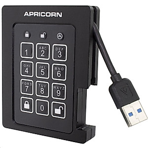Apricorn 1TB Aegis Padlock SSD 256-Bit, FIPS 140-2 Level 2 Validated Ruggedized USB 3.0 Encrypted External Portable Drive (ASSD-3PL256-1TBF)