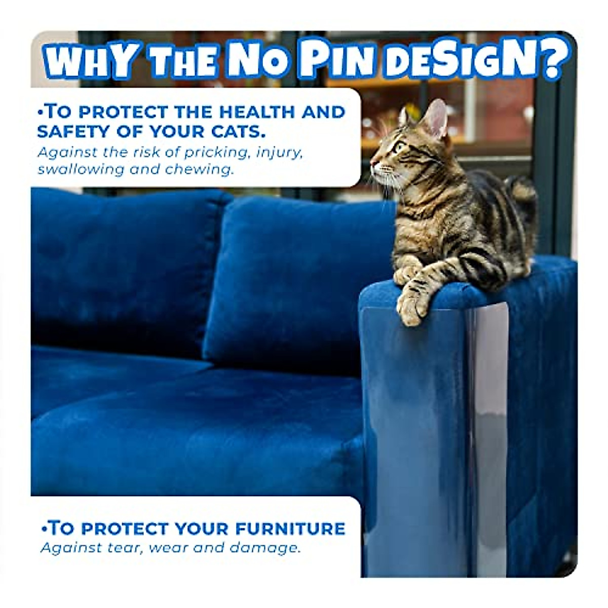 Cat Scratch Furniture Protector- No Pin | Pet Repellent for Couch | One Side Tape Sheets, 17x12 Inches E-MARQUE (Pack of 10)