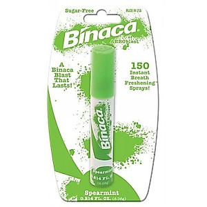 Binaca sugar-free Aeroblast 150 Breath Spray, Spearmint 0.2 oz(pack of 12)
