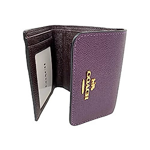 COACH Small Trifold Wallet Metallic Plum Style No. CF412