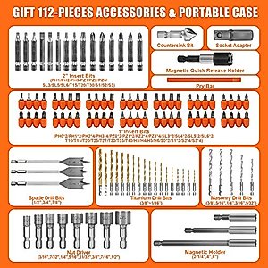 ENERTWIST Drill Bit Set, 112-Pieces 1/4" Hex Shank Impact Driver Bits and Screwdriver Bits Set Assorted in Tough Case for Wood Metal Cement Drilling and Screw Driving, ET-DBA-112