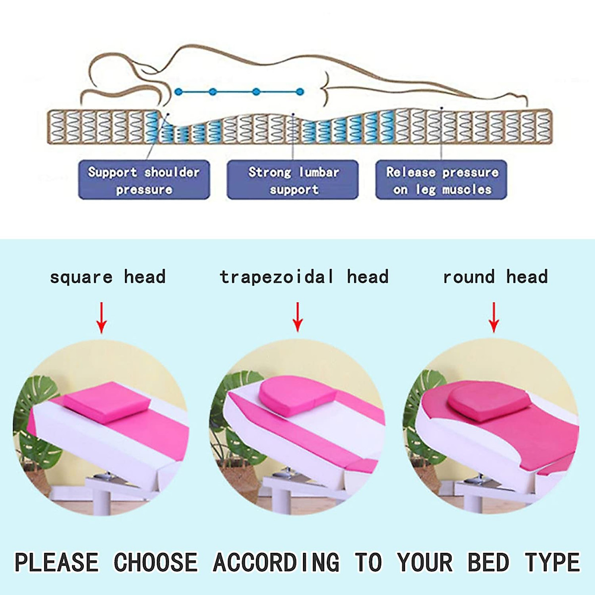 5cm/7cm Thicken Massage Table Mattress Pad Trapezoidal Lash Bed Mattress Cover Beauty Salon Bed Sheets with Holes Memory Foam Mattress Topper for Spa Bed (Without Bed),Grey,70x185+7cm