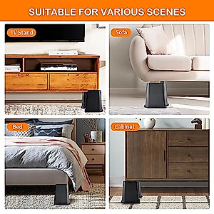 shouwuhho Bed Risers 8 Inch Heavy Duty, Furniture Risers with Durable Plastic, Oversized Bed Lifts Risers Support up to 5,000 LBS for Bed Frame, Tables, Couches, Sofa, 4 Pack, Black