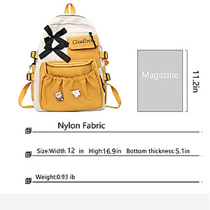 MYSNKU Kids Girls Bookbag school Backpack Children Daypack for Teens Black with Chain (yellow)