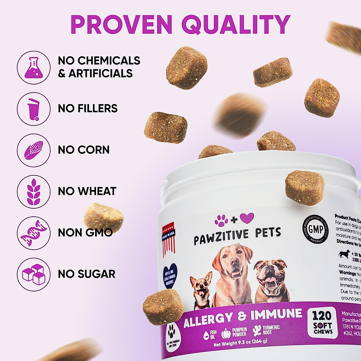 Dog Allergy Relief Chews for Itchy Skin - Allergy Chews for Shedding, Licking Paws, Hot Spot, Itchy Skin and Ears - USA Product - Omega 3 Fish Oil Skin & Coat Supplement - Anti Itch Immune Treats
