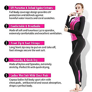 COPOZZ Diving Skin, Men Women Youth Thin Wetsuit Rash Guard- Full Body UV Protection - for Diving Snorkeling Surfing Spearfishing Sport Skin