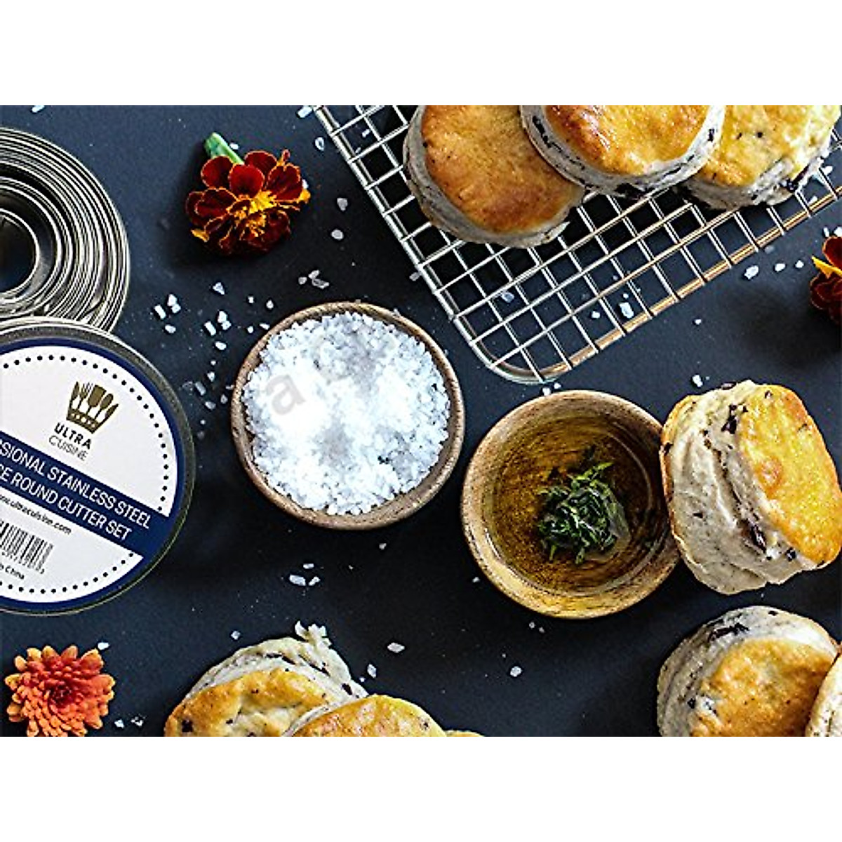 Ultra Cuisine 11 Piece Small Circle Cookie Cutter Set - Graduated Round Cookie Mold Cutter For Donuts & Scones - Heavy-Duty Stainless Steel w/3 Pastry Ring Cookie Cutters For Baking - Food Rings