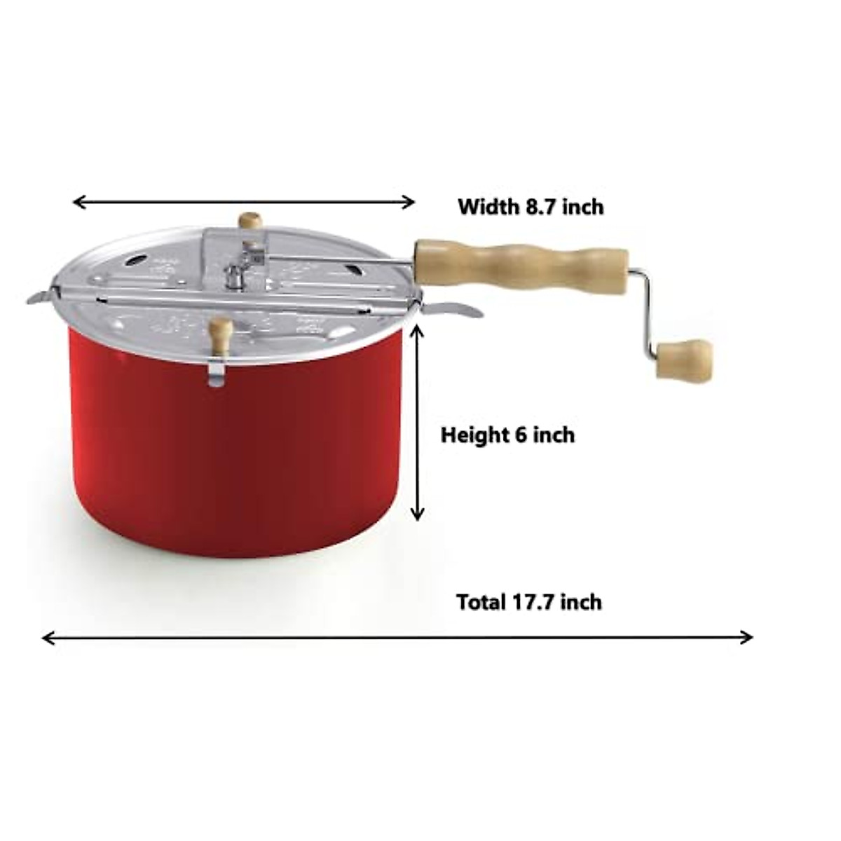 Cook N Home 02699 6-Quart Aluminum Stovetop Popcorn Popper, Red