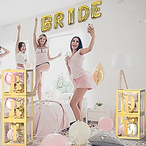 Gold Balloon Boxes 70Pcs Set for Party Decoration - Transparent Letter Boxes for Baby Shower, Bridal Shower, Gender Reveal & Birthday Party - Hard Paper Card, PET Material, Reusable, Easy Set Up