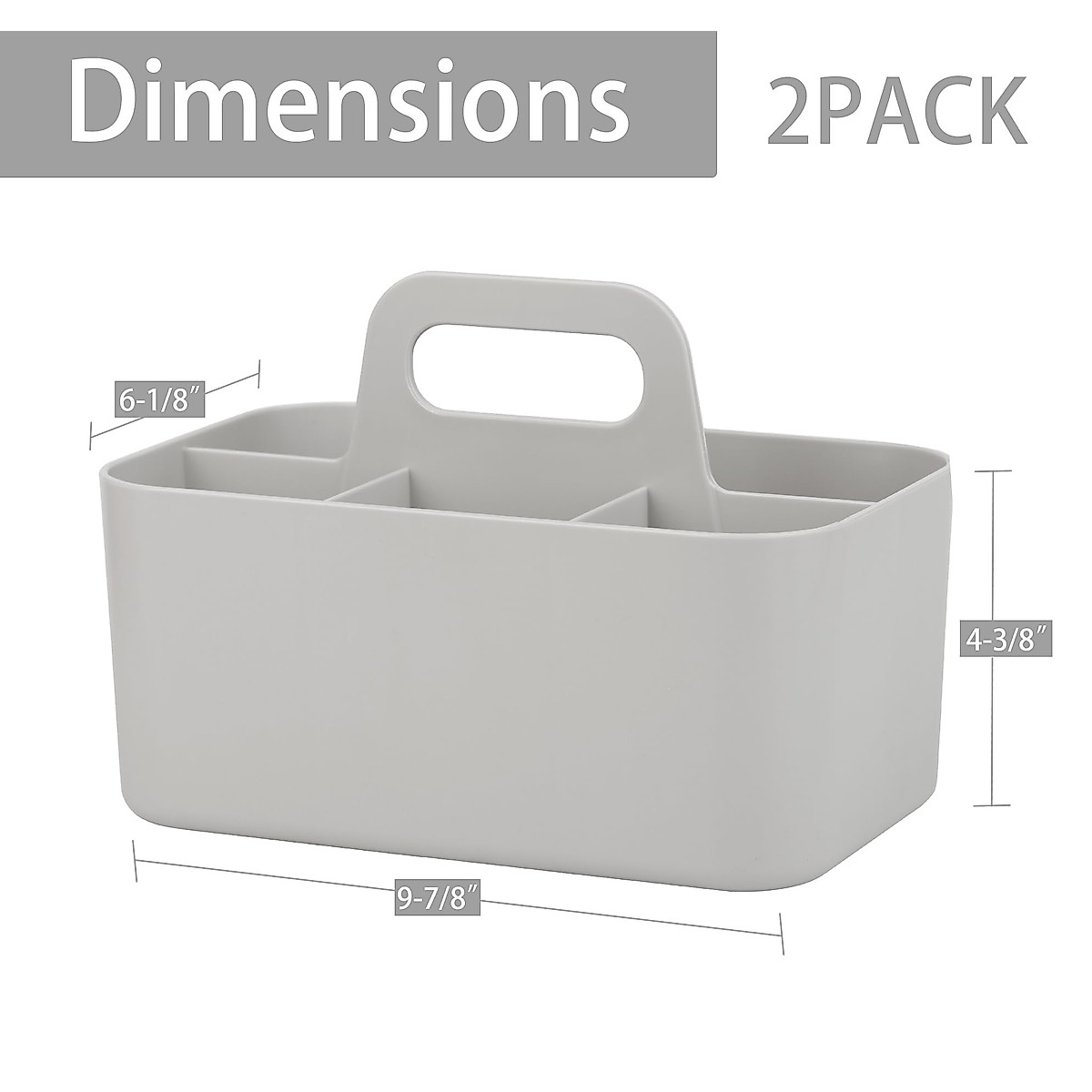 Tiawudi 2 Pack Caddy Organizer with Handle, Portable Plastic Caddy, Storage Organizer for Cleaning, Bath, Makeup, Art, Craft, Stationery, Classroom and Office, Tote Organizer