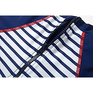 BONVERANO Kids UPF 50+ Sun Protection S/S One Piece Zip Sun Suit with Sun Hat (12-18 Months, Captain)