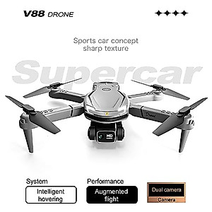 Drone with Dual 4k Wide Angle HD Wifi Camera Remote Control Toys Gifts for Boys Girls with Altitude Hold Headless Mode, Add Music Zoom Function, 3-Level Flight Speed (Black)