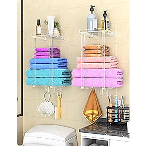 NPPLUS Towel Racks for Bathroom,Acrylic Clear Towel Rack Holder Wall Mounted, Towel Storage Organizer, Bath Towel Holder for Folded Large Towel Washcloths, Small Rolled Towels, Hand Towels