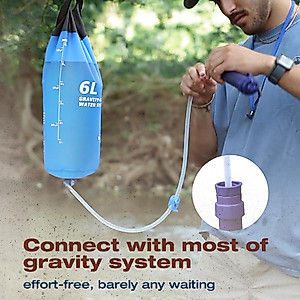 Membrane Solutions Gravity Water Filter Pro 6L with Extra Replacement WS02 Water Filter Straw (4 Pack)