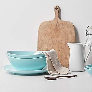 DOWAN 9" Porcelain Serving Bowls, Large Serving Dishes, 36 Ounce for Salads, Side Dishes, Pasta, Oval Shape, Microwave & Dishwasher Safe, Good Size for Dinner Parties, Set of 4, Turquoise