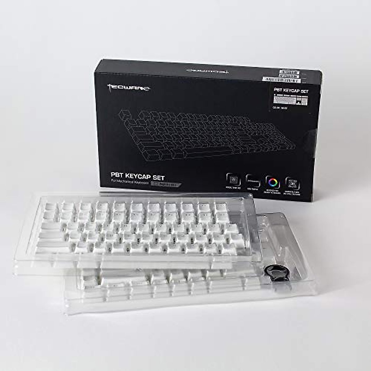 TECWARE PBT Keycaps, Double-Shot PBT Keycap Set, for Mechanical Keyboards, Full 112 Keys Set, OEM Profile, English (US, ANSI) (White)