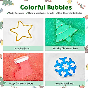 Christmas Bath Bombs for Kids, Christmas Gift Set Bath Bombs for Boys and Girls with Santa Snowflake Christmas Sock Star, 4-Pack Set in a Gift Box Christmas Stocking Stuffer Bubble Bath Bath Bomb Set