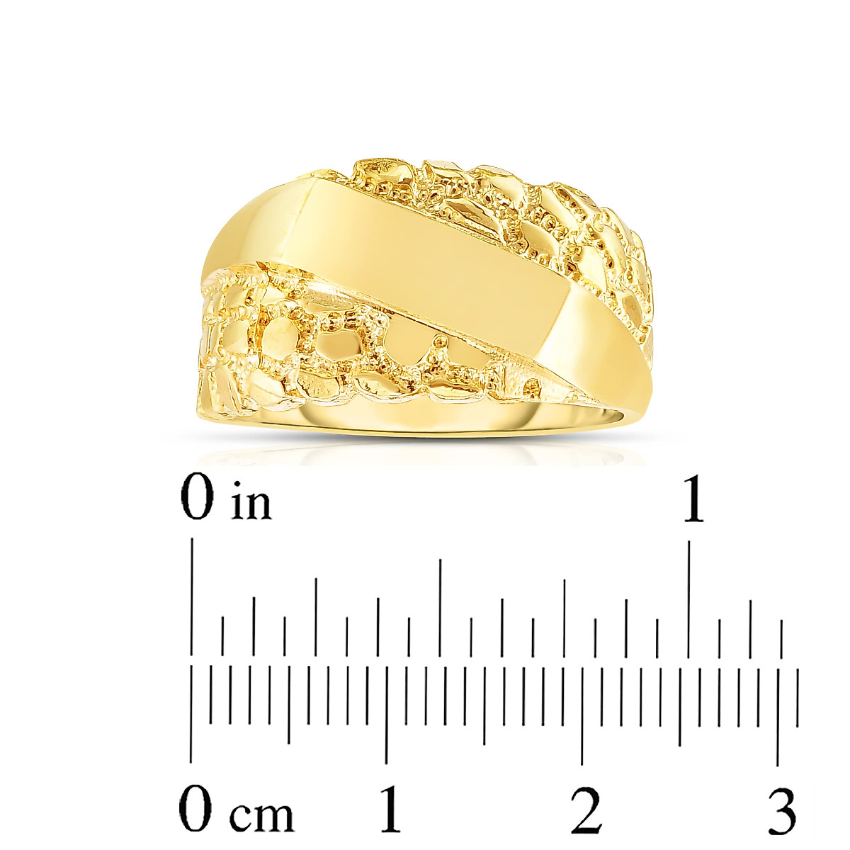 Floreo 10k Yellow Gold 11.2mm Engraved Personalized Initial Name Nugget Ring, Size 9