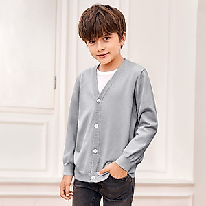 Baby Boys Girls V-Neck Cardigan Kids Button Up Long Sleeve Knitted Sweater Jacket for Infant Toddler