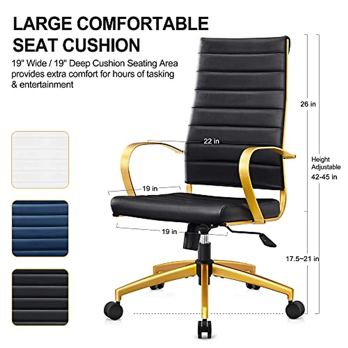 LUXMOD Vegan Leather high Back Office Chair, White