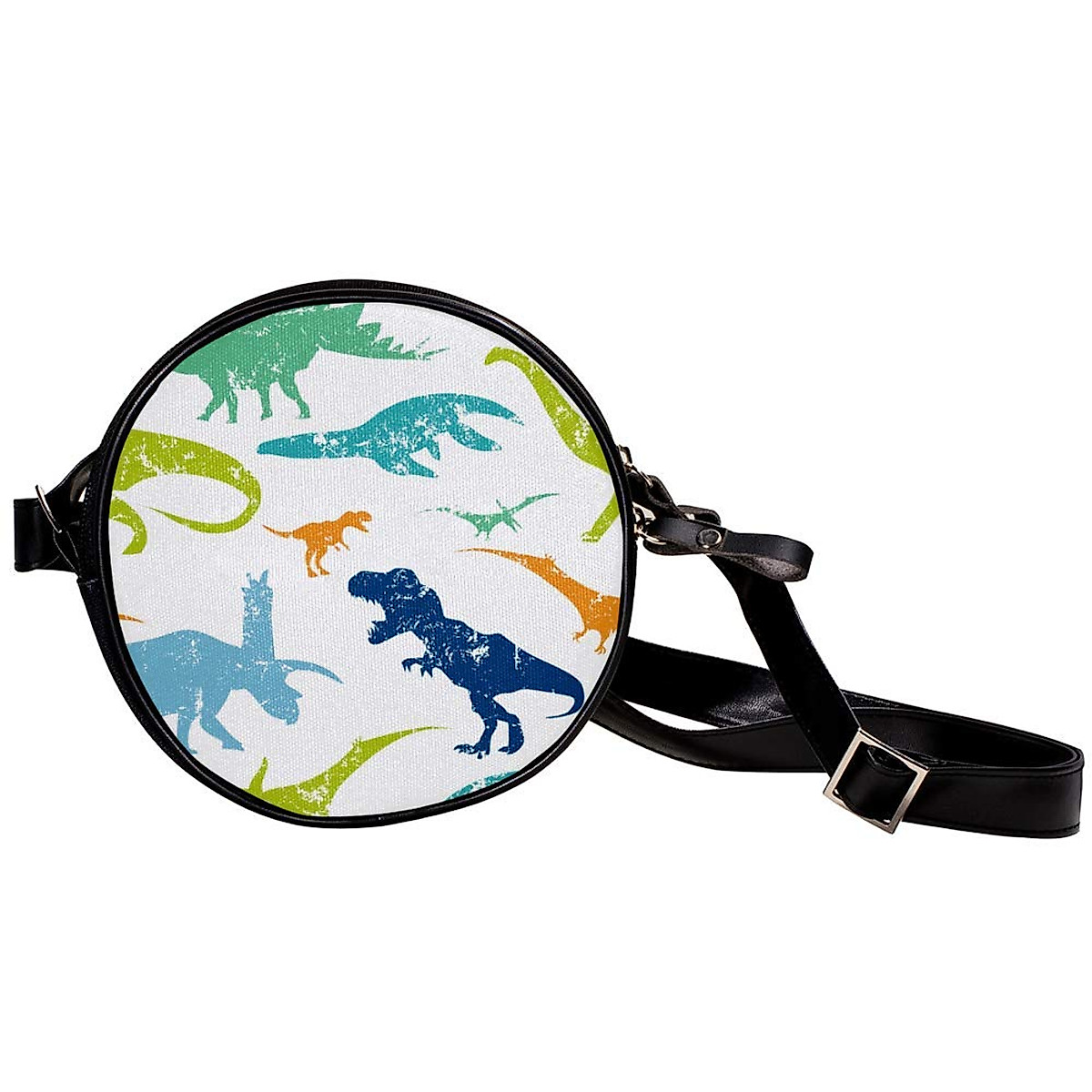 T-Rex Dinosaur. Canvas Round Crossbody Bag Women Shoulder Bag Circle Purse Handbags for girls