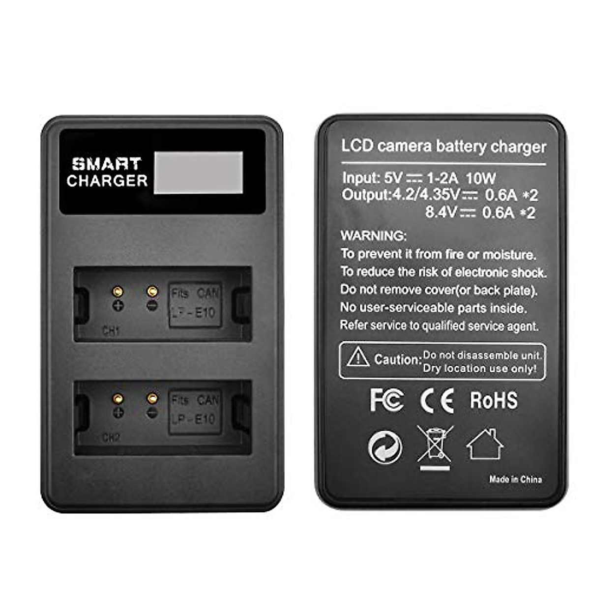 Powtree LP-E10 2 Pack Replacement Battery and LCD Dual Charger Compatible with Canon EOS Rebel T6,T7,T3,T5, T100, 4000D,3000D,2000D,1500D,1300D,1200D,1100D Digital Cameras(Not for T3i T5i T6i T6s T7i)