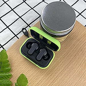 Glow Case Cover Replacement for Skullcandy Dime True Wireless Earbuds, Black Silicone Protective Sleeve Glow in Dark (Fluorescence Green) - LEFXMOPHY