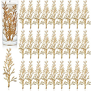 80 Pieces Faux Flowers for Centerpiece Vase, Filling in Floating Candles Mini Flower Filler for Wedding Dinning Table Party Home Bar Restaurant Decoration, 6 Inch (Gold)
