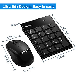 Numeric Keypad & Mouse Combo, Cateck 2.4G 19 Keys Wireless Mini USB Number Pad Keyboard and Mouse Combo with USB Receiver for Laptop Desktop PC Notebook- Just One USB Receiver