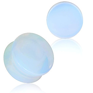 Stuppendux Opal Protein Stone Flared Flexied Ear Tunnels Expander Plugs Stretcher Kit Gauge 7/8" 22MM