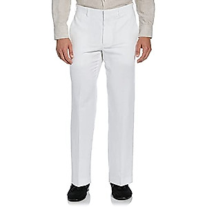 Cubavera Men's Big and Tall Flat Front Linen Blend Dress Pant (Waist Size 30 - 54 Big & Tall), Bright White, 48W x 30L Big Tall